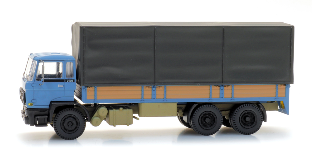 RoCo USA, Inc. DAF tilt-cab B, tandem-axle, open bed truck with canvas ...